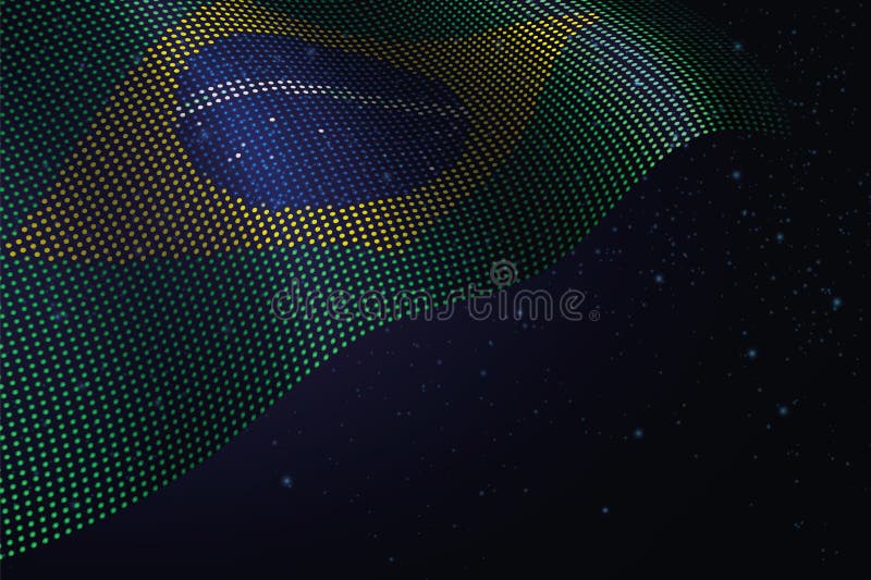 Brazil Digital Flag Made of Dots Over a Starry Background Stock Vector ...