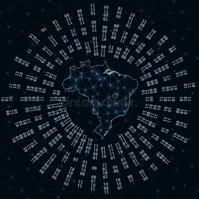 Brazil digital map. stock vector. Illustration of globe - 187716919