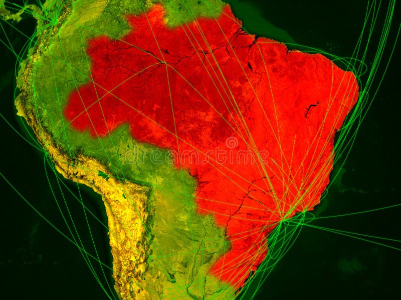 Brazil on digital map stock illustration. Illustration of country ...