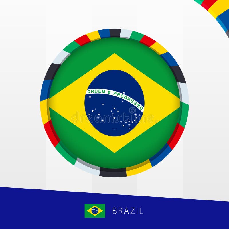 Brazil Flag with Colorful Circle Border Stock Vector - Illustration of ...