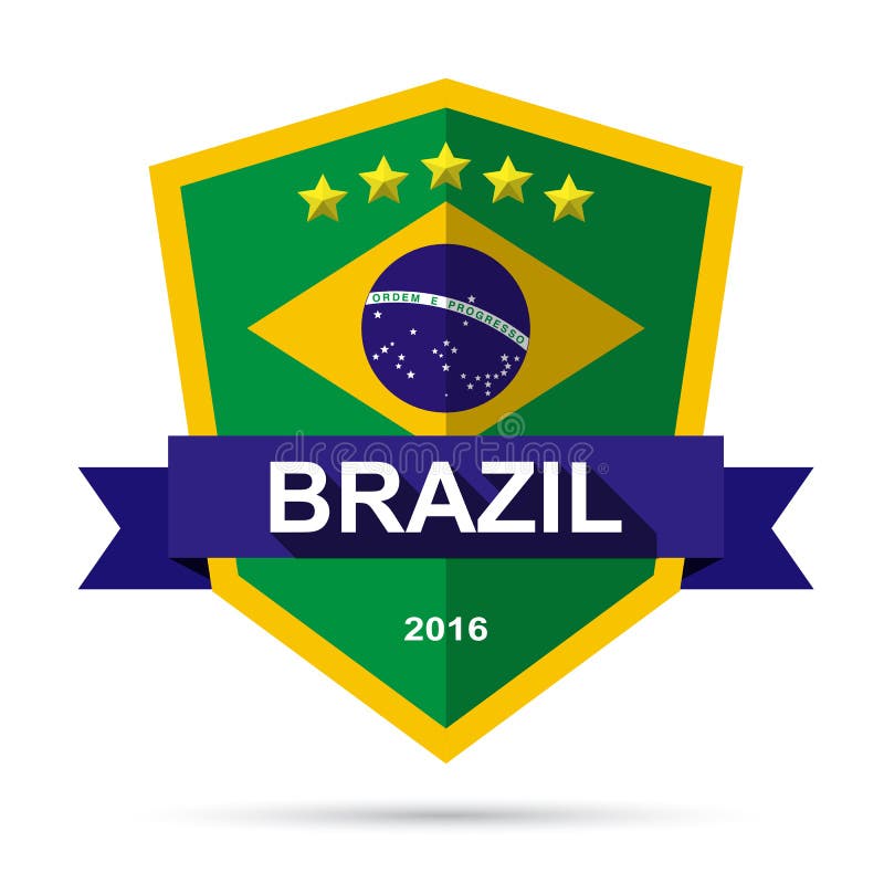 Flag badge - Brazil stock illustration. Illustration of emblem - 121228473
