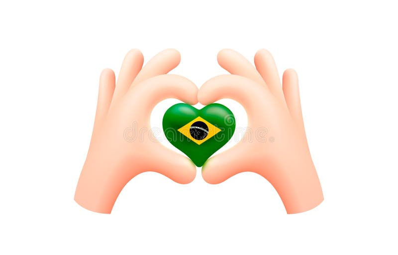 Brazil Flag in Form of Hand Heart. National Flag Concept Stock Vector ...