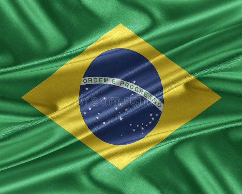 Brazil Flag with a Glossy Silk Texture. Stock Illustration ...