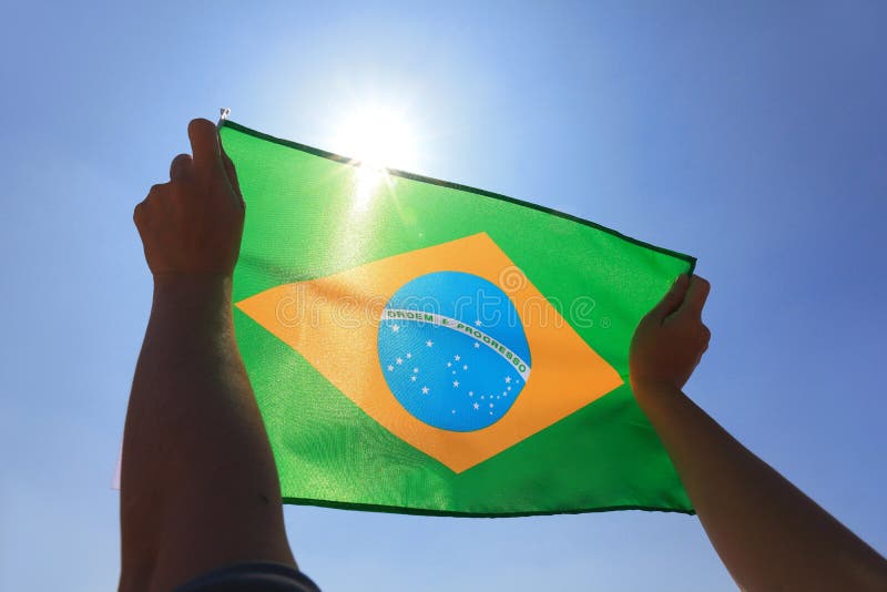 Brazilian Hand Waving Flag Copacabana Rio Brazil Stock Image - Image of ...