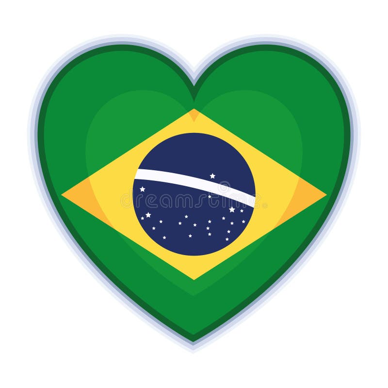Brazil flag in heart stock vector. Illustration of design - 225614220