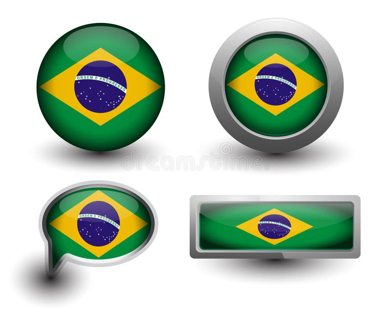 Brazil flag icons stock vector. Illustration of reflection - 49379677