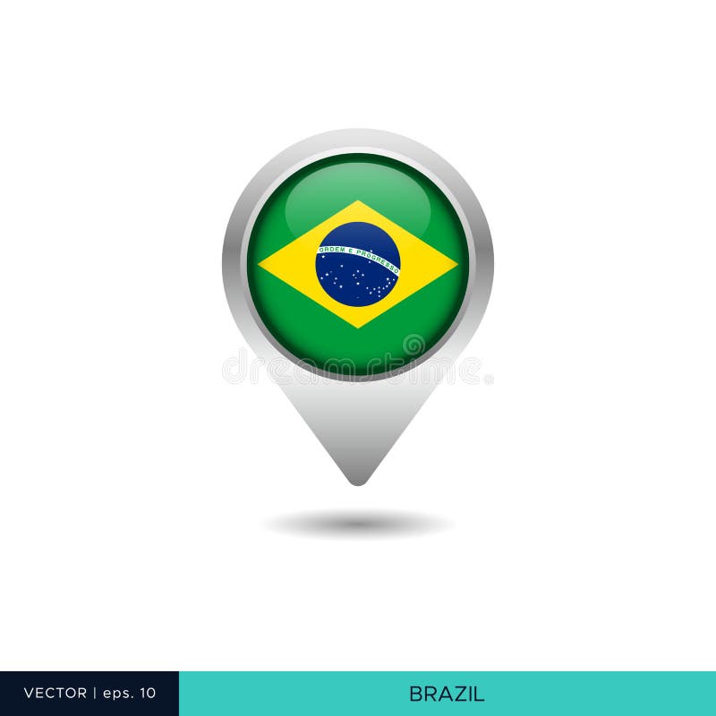 Brazil Flag Map Pin Vector Design Template. Stock Vector - Illustration ...