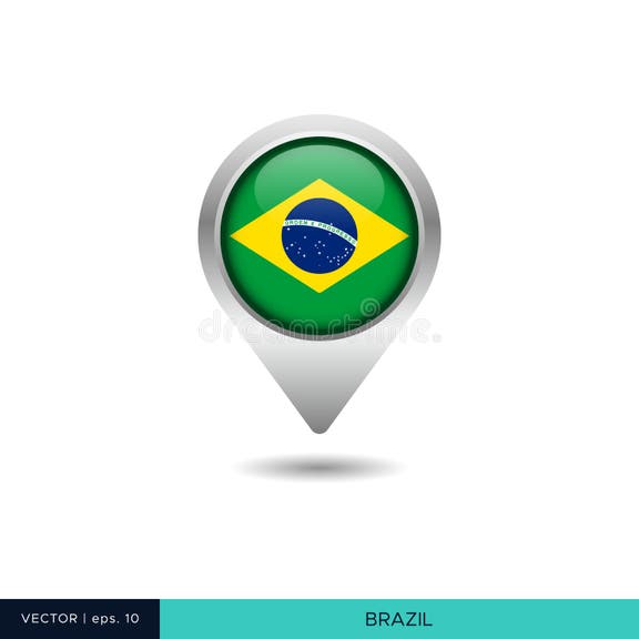 Brazil Flag Map Pin Vector Design Template. Stock Vector - Illustration ...