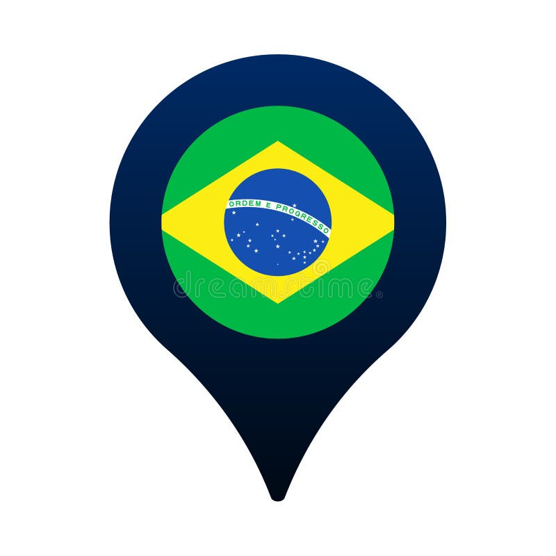 Brazil Flag and Map Pointer Icon. National Flag Location Icon Vector ...