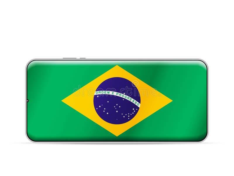 Brazil Flag on Smartphone Screen Stock Vector - Illustration of smart ...