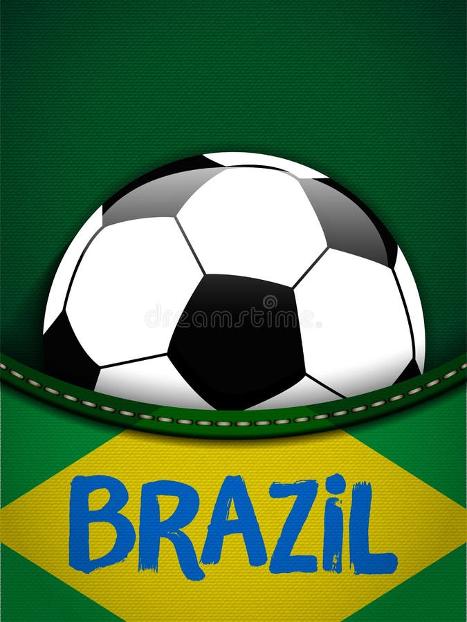 Brazil Flag with Soccer Ball Background Stock Vector - Illustration of ...