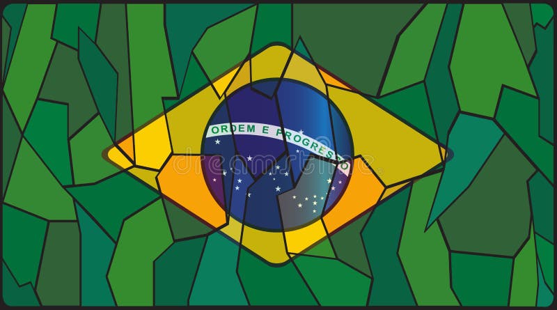 Brazil Flag Stained Glass Window Stock Illustration - Illustration of ...