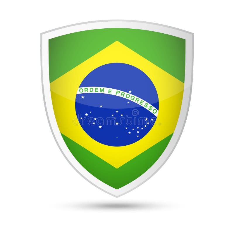 Brazil Flag Vector Shield Icon Stock Illustration - Illustration of ...