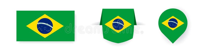 Brazil Flags. Label, Point Icon and Simple Flag Stock Vector ...