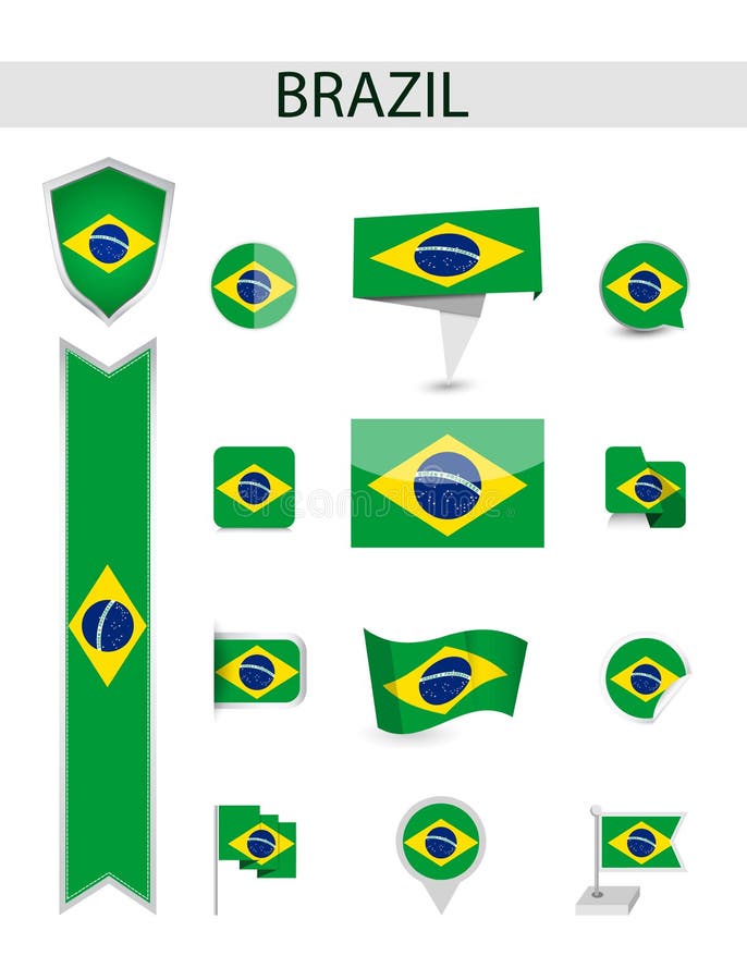 Brazil Flat Flag Collection Stock Vector - Illustration of banner ...