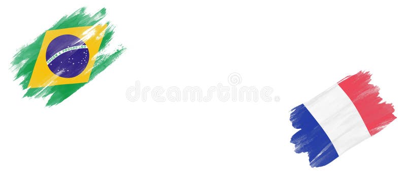 Brazil and France Flags on White Stock Illustration - Illustration of ...