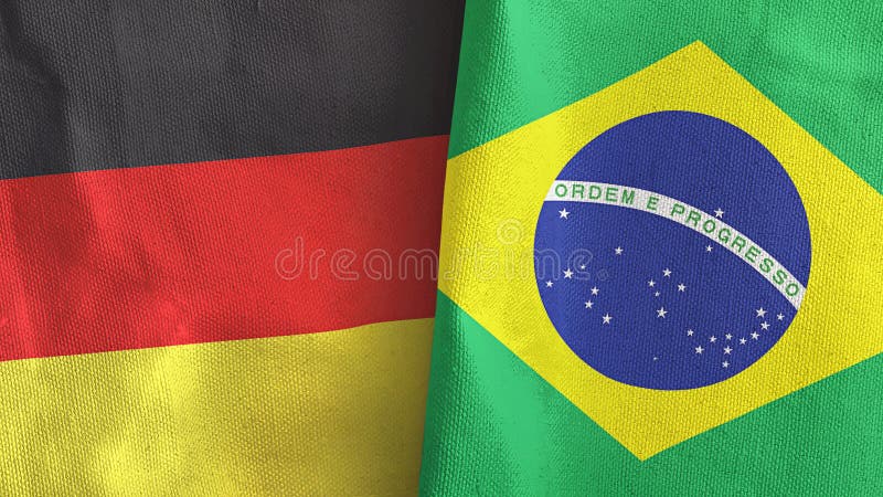Germany and Brazil Two Flags Textile Cloth 3D Rendering Stock ...