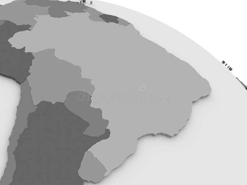 Brazil on grey 3D map stock illustration. Illustration of diplomacy ...