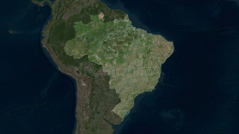 Brazil Highlighted. High-res Satellite Stock Illustration ...