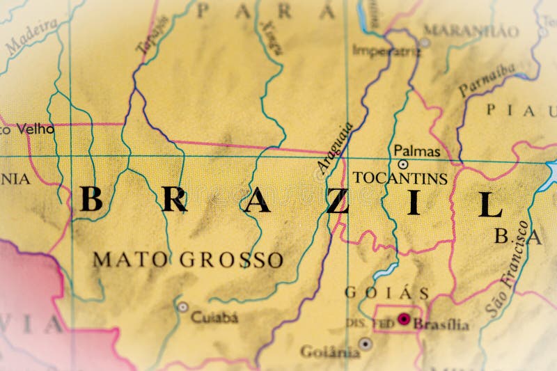 Brazil Highlighted on a World Map Stock Photo - Image of guide ...