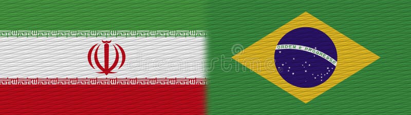 Brazil and Iran Fabric Texture Flag Stock Illustration - Illustration ...