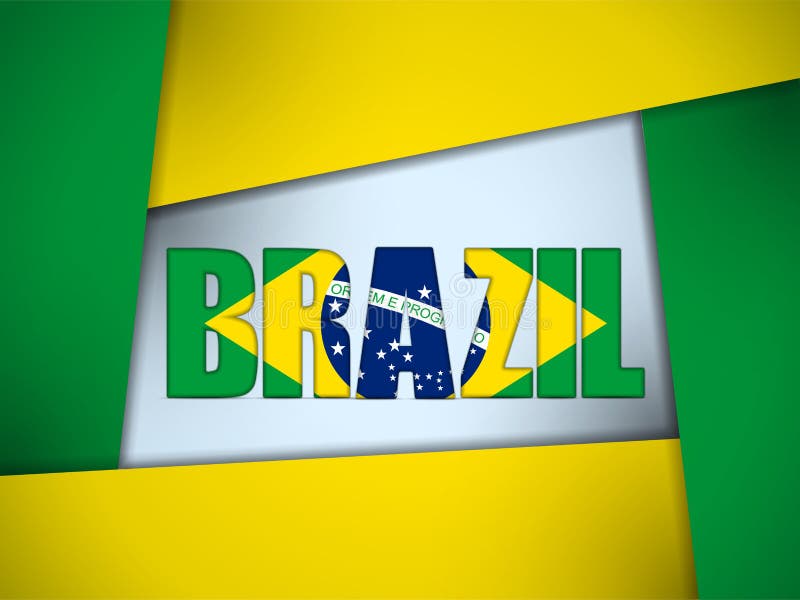 Brazil Text with Brazilian Flag Stock Illustration - Illustration of ...