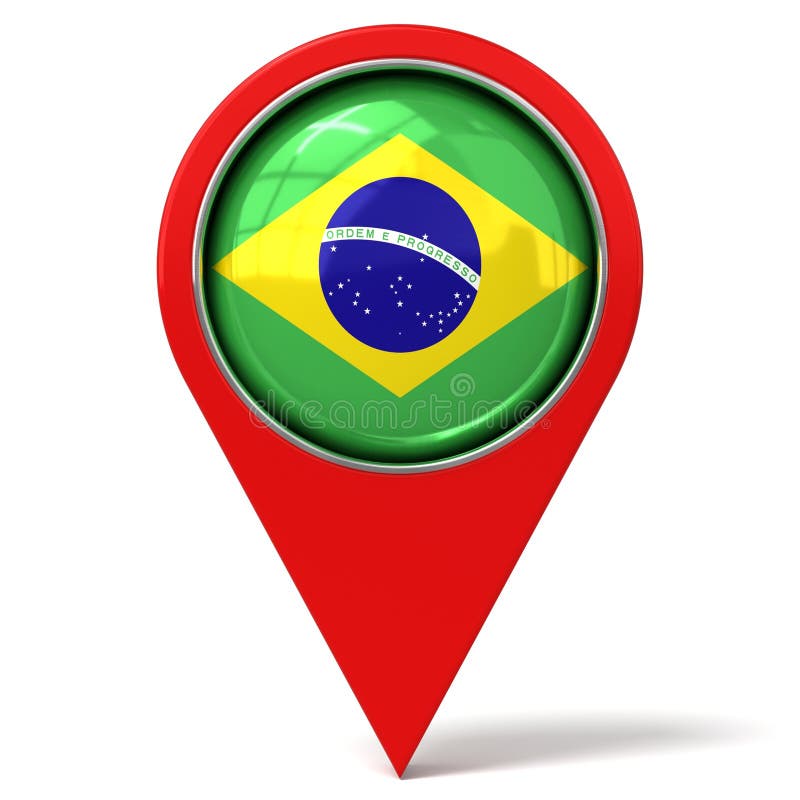 Brazil - Location Pin with Flag Stock Illustration - Illustration of ...