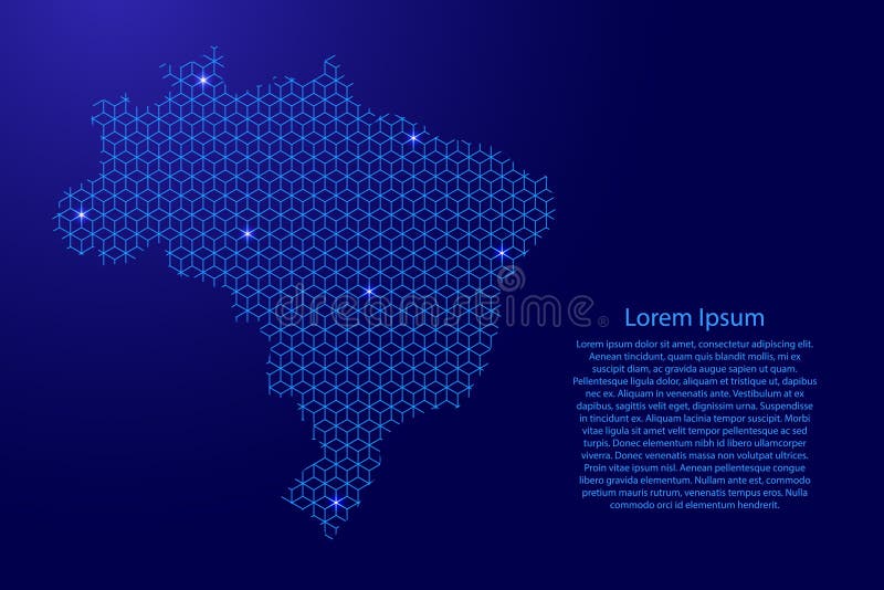 Brazil Map Abstract Schematic from Blue Lines Repeating Pattern ...