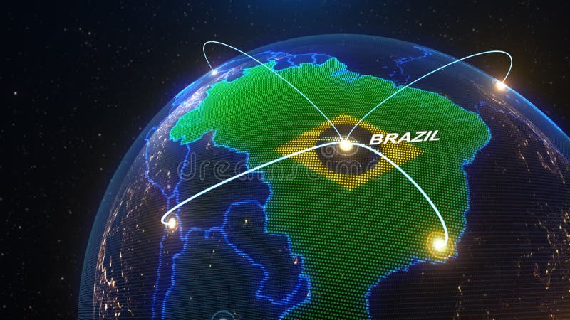Brazil map animation stock video. Video of space, rendering - 221548339