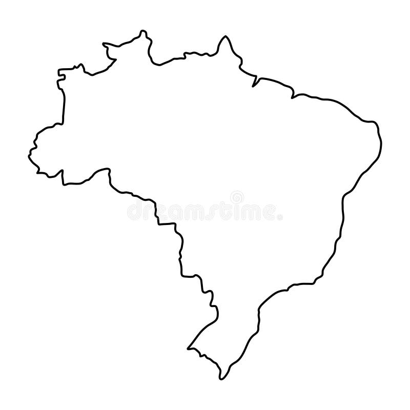 Brazil Map of Black Contour Curves Vector Illustration Stock Vector ...