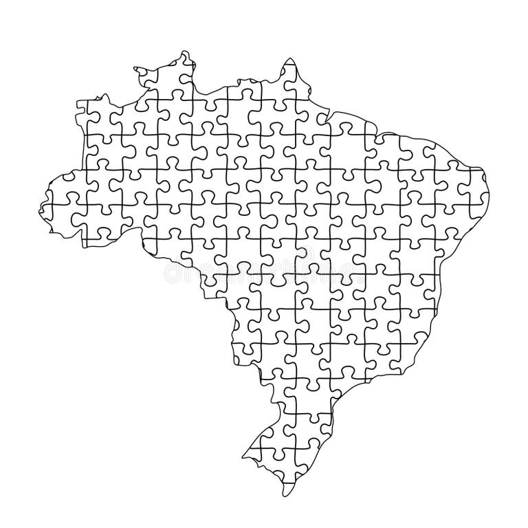 Brazil Map from Black Pattern from Composed Puzzles. Vector ...
