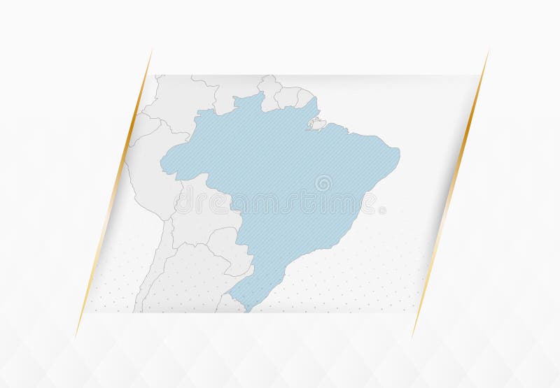 Brazil Map in Blue with Gold Framed Accents. Modern Vector Map of ...