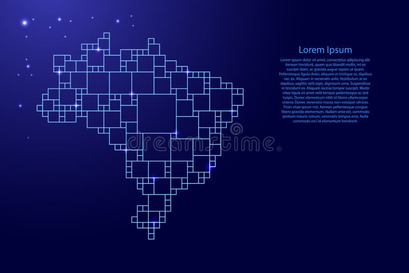 Brazil Map from Blue Pattern from a Grid of Squares of Different Sizes ...
