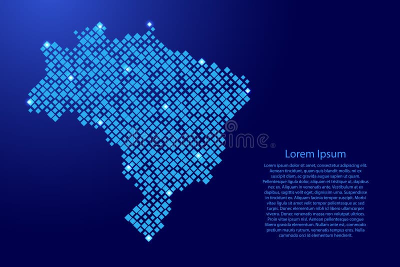 Brazil Map from Blue Pattern Rhombuses of Different Sizes and Glowing ...
