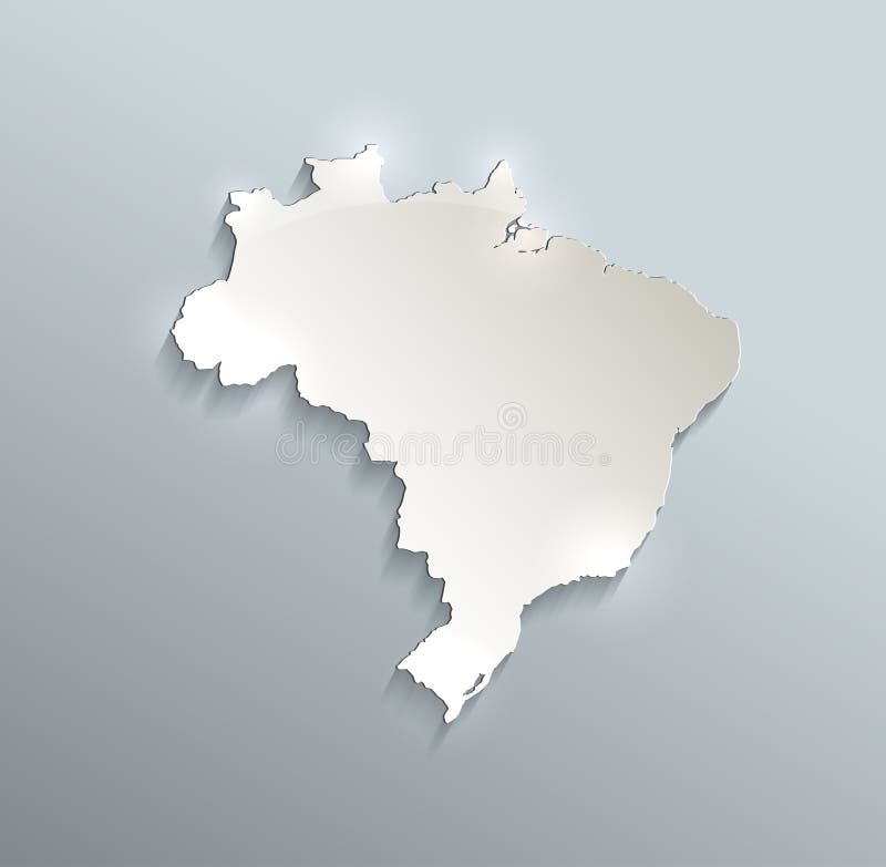 Brazil Map Blue White Card Paper 3D Stock Vector - Illustration of ...