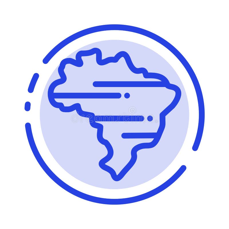 Brazil, Map, Country Blue Dotted Line Line Icon Stock Vector ...