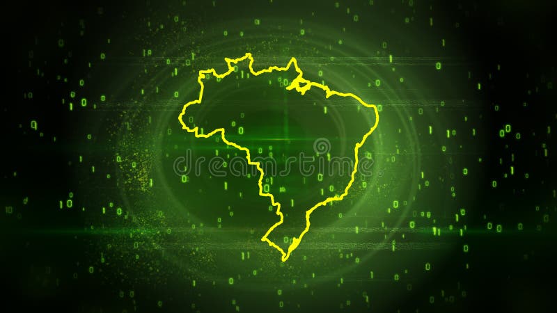 Brazil Map on Digital Background Stock Illustration - Illustration of ...