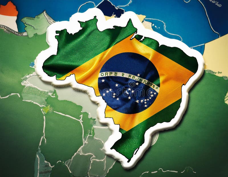 Brazil Map and Flag stock illustration. Illustration of text - 350863304
