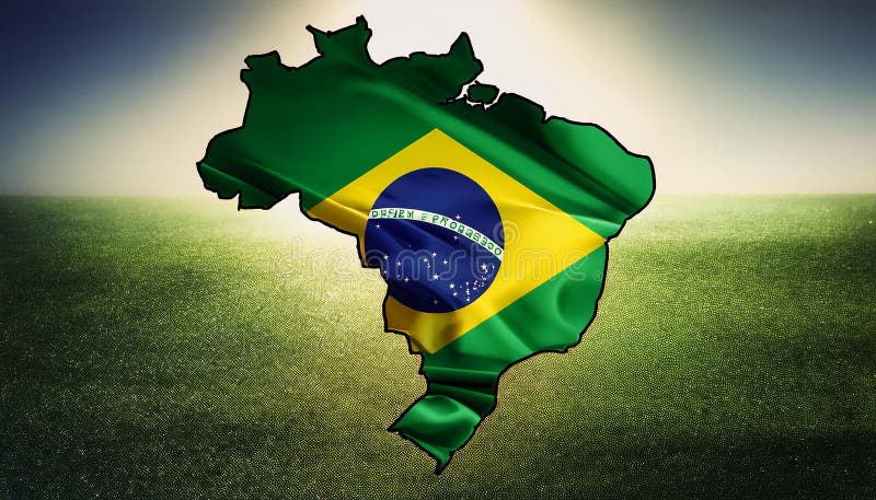 Brazil Map and Flag stock illustration. Illustration of shape - 350863361
