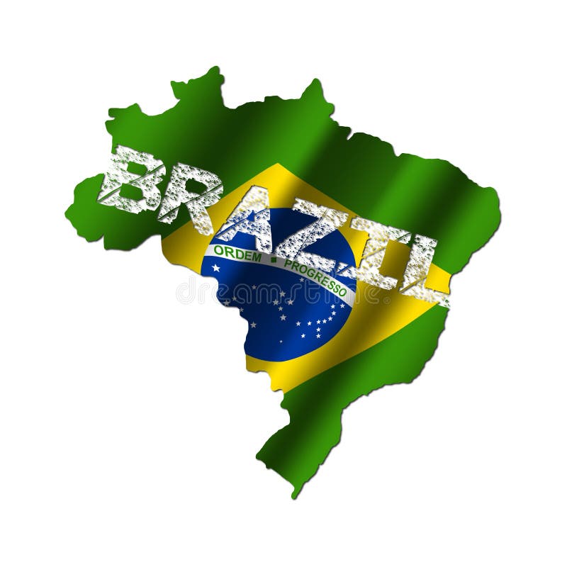 Brazil Map Flag with Grunge Text Stock Illustration - Illustration of ...