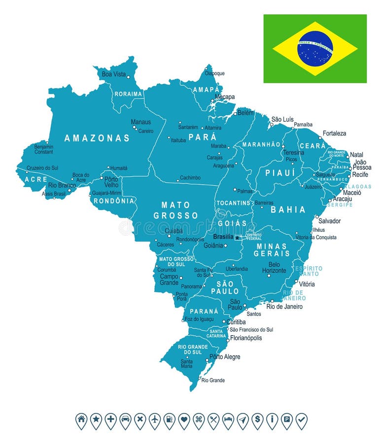 Brazil - Map and Flag - Illustration Stock Illustration - Illustration ...