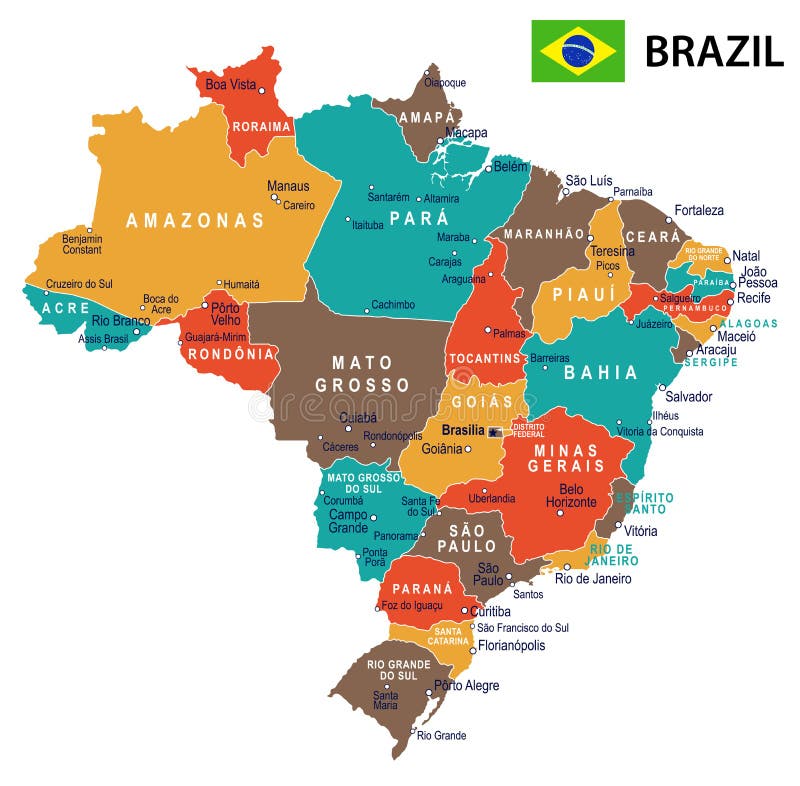 Brazil - Map and Flag - Illustration Stock Illustration - Illustration ...