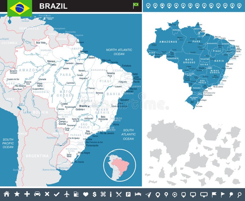 Brazil - Map and Flag - Infographic Illustration Stock Illustration ...