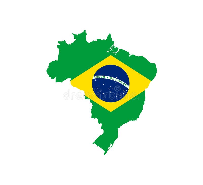 Brazil Map, Flag. Vector Illustration, Flat Design Stock Illustration ...