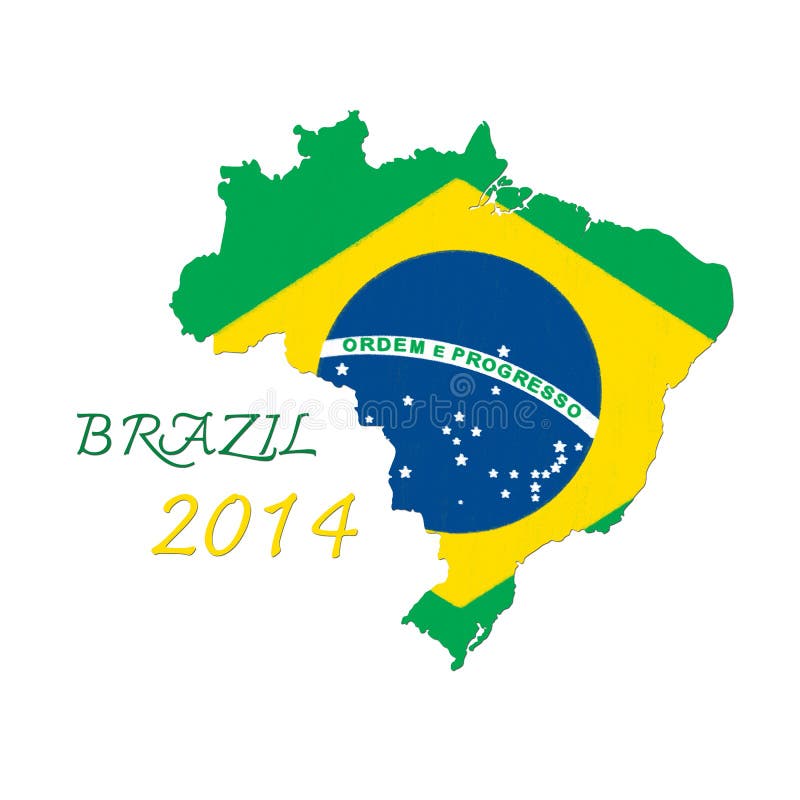 Brazil Map on Brazil Flag Drawing Stock Illustration - Illustration of ...