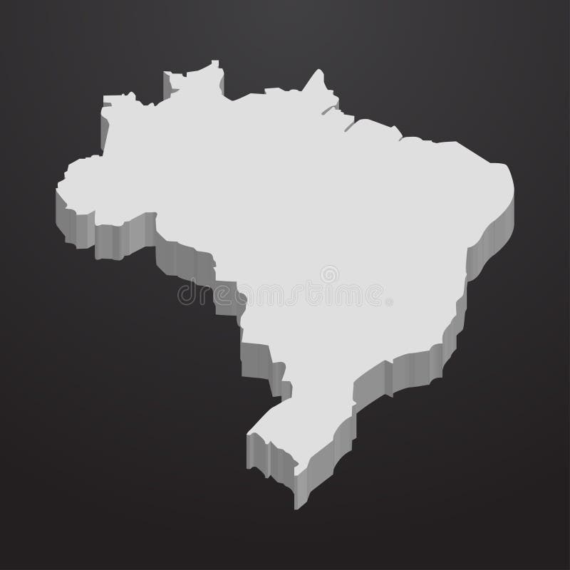Brazil Map in Gray on a Black Background 3d Stock Vector - Illustration ...