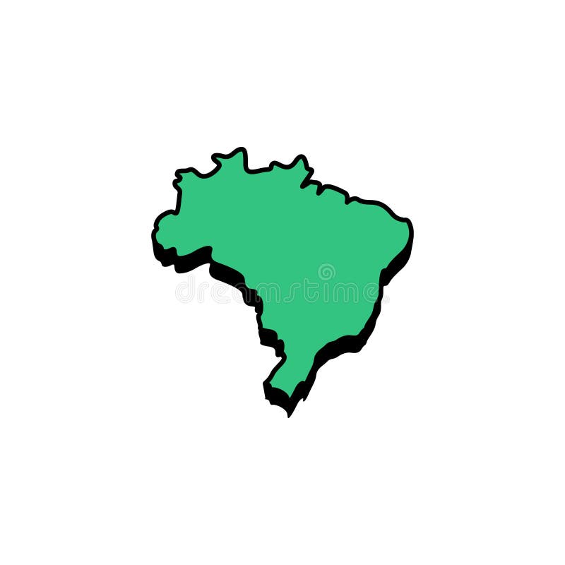 Brazil Map Icon Flat Vector Illustration Stock Vector - Illustration of ...