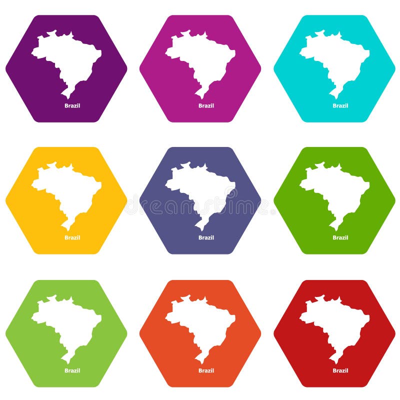 Brazil Map Icons Set 9 Vector Stock Vector - Illustration of simple ...