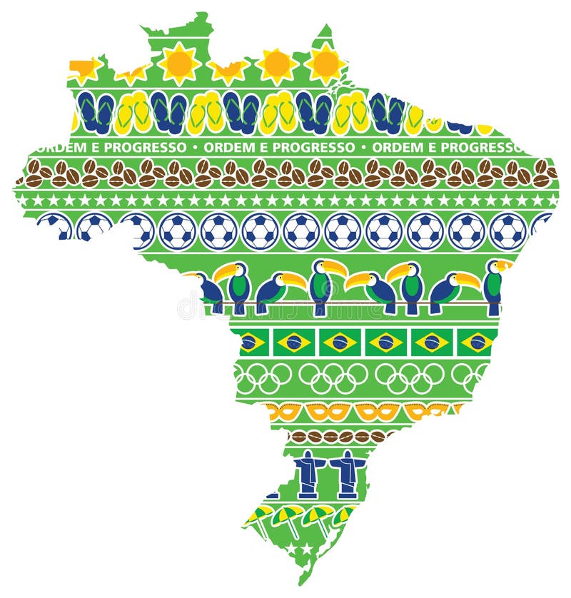 Brazil Map with Icons stock illustration. Illustration of black - 70792603