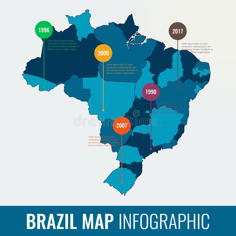 Brazil Map Infographic Template. All Regions are Selectable Stock Vector - Illustration of asia ...